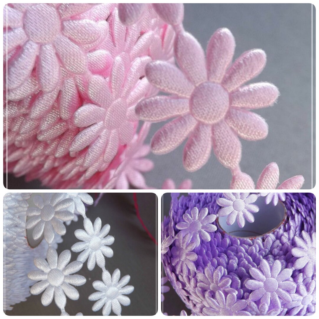 Daisy Flowers Trim Satin Lace Ribbon CRAFTS - Etsy