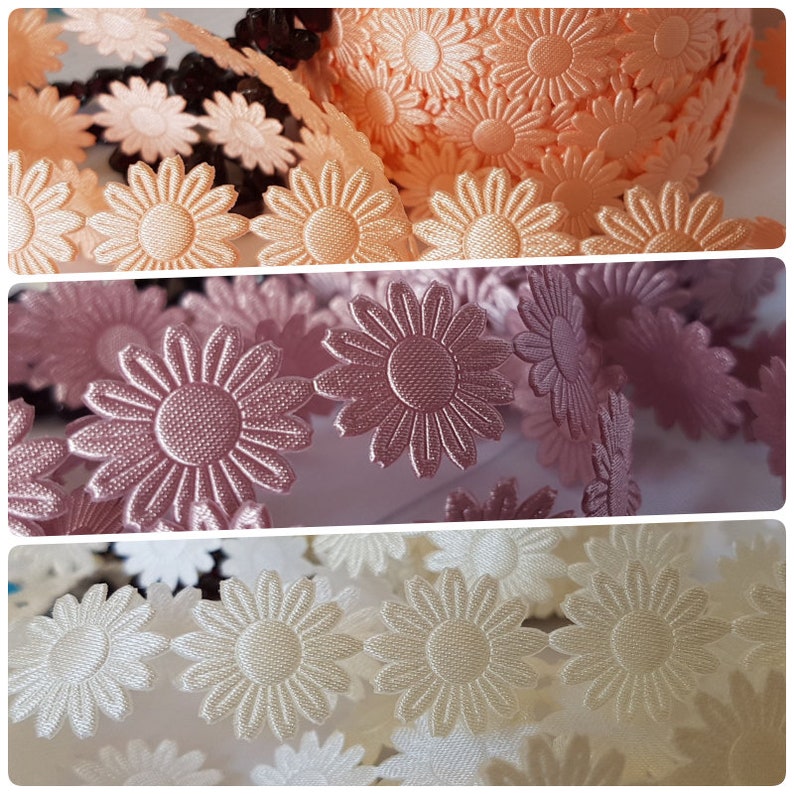 Daisy Flowers Trim Satin Lace Ribbon CRAFTS - Etsy