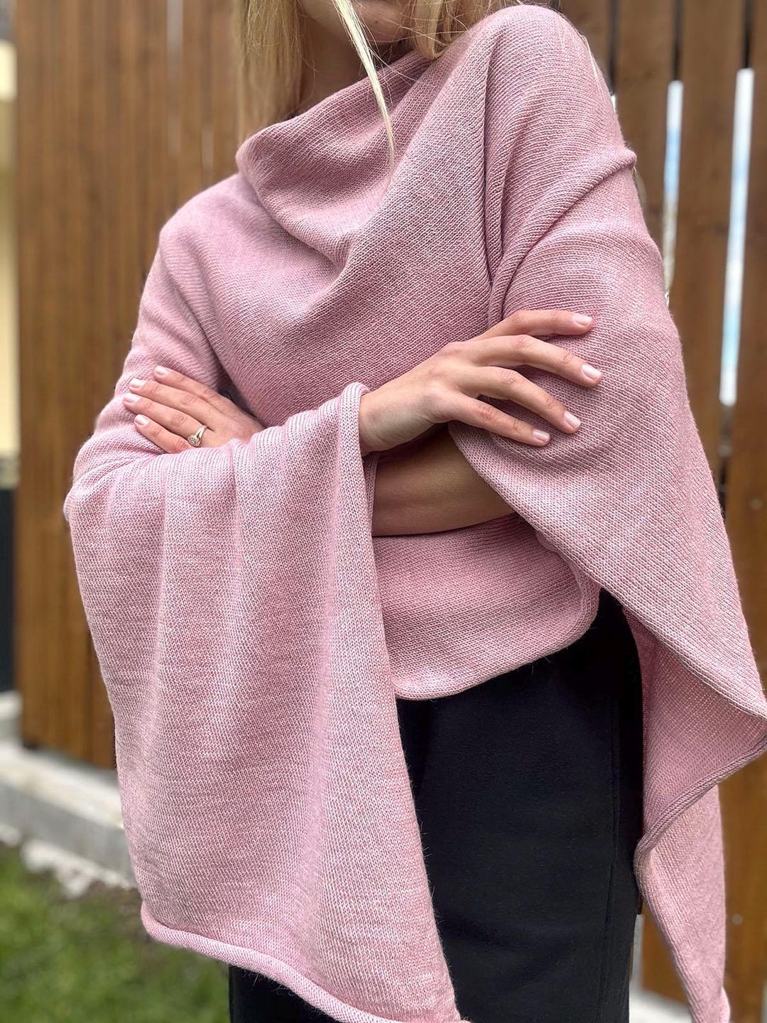 Multi-wear Alpaca Wool Poncho, Poncho Made in Estonia, Warm Lightweight ...