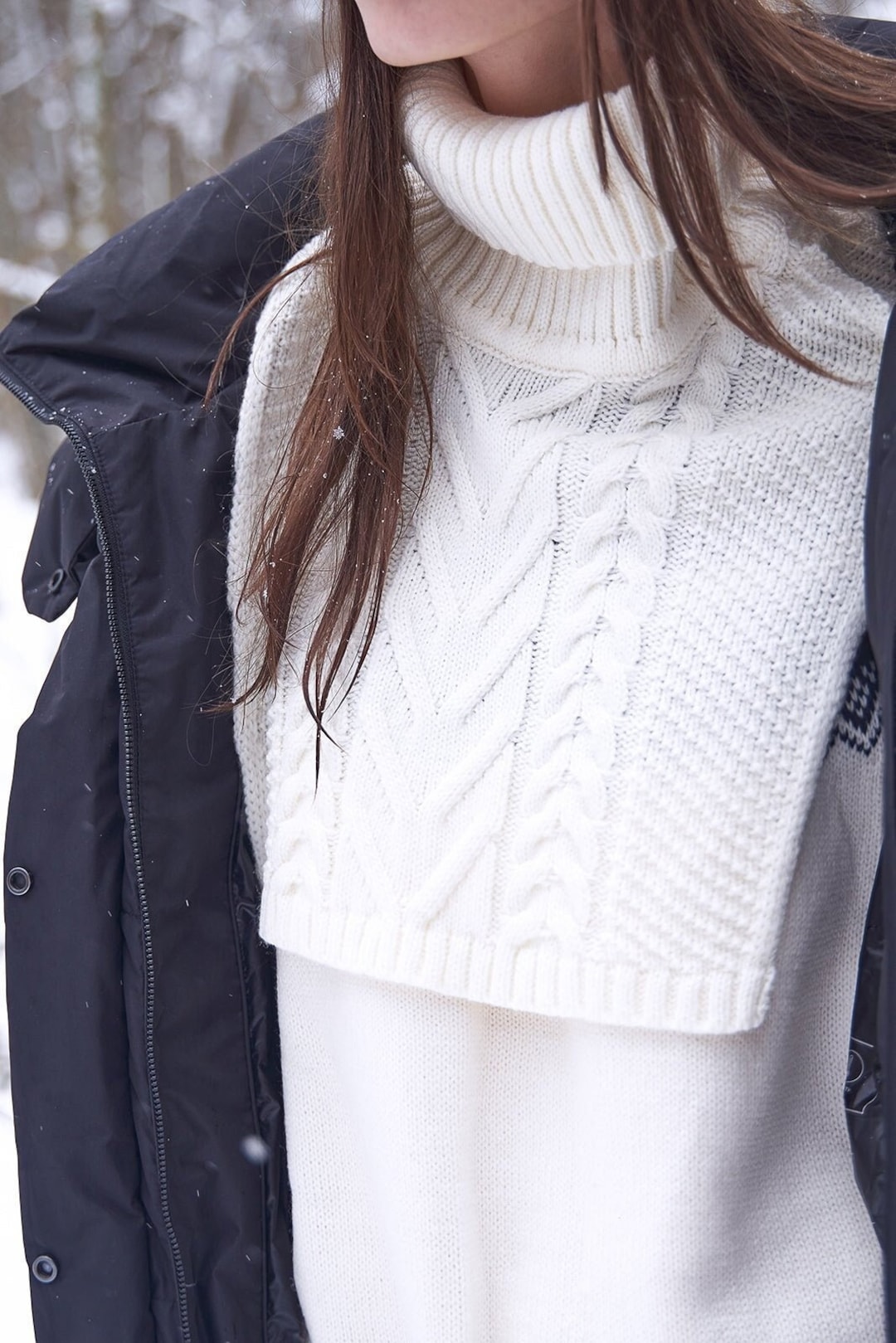 Wool Turtleneck Collar, Cable Knit Turtleneck Warmer, Knit Accessories ...