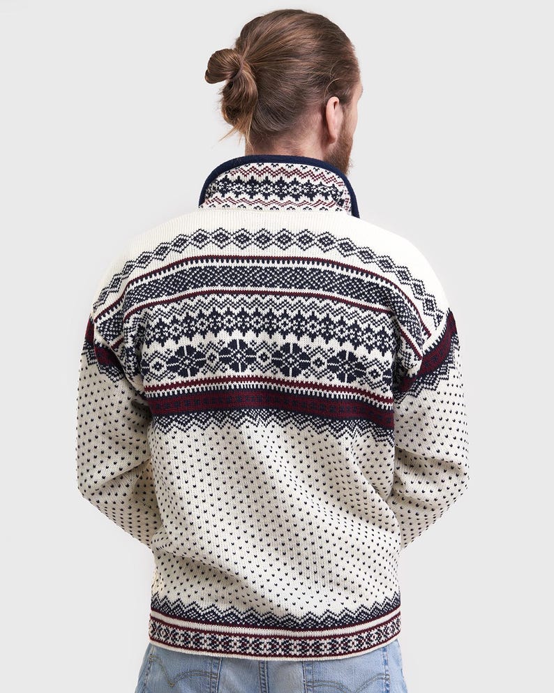 Nordic Men's Wool Sweater, Zipper Neck Sweater, Christmas Jumper - Etsy