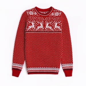 Wool Christmas Sweater for Women, Knitted Sweater With Reindeers ...