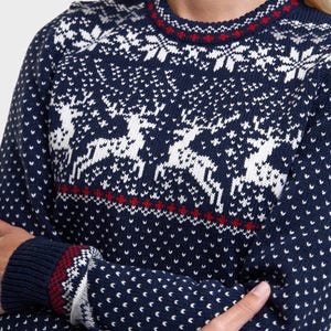 Wool Christmas Sweater for Women, Knitted Sweater With Reindeers ...