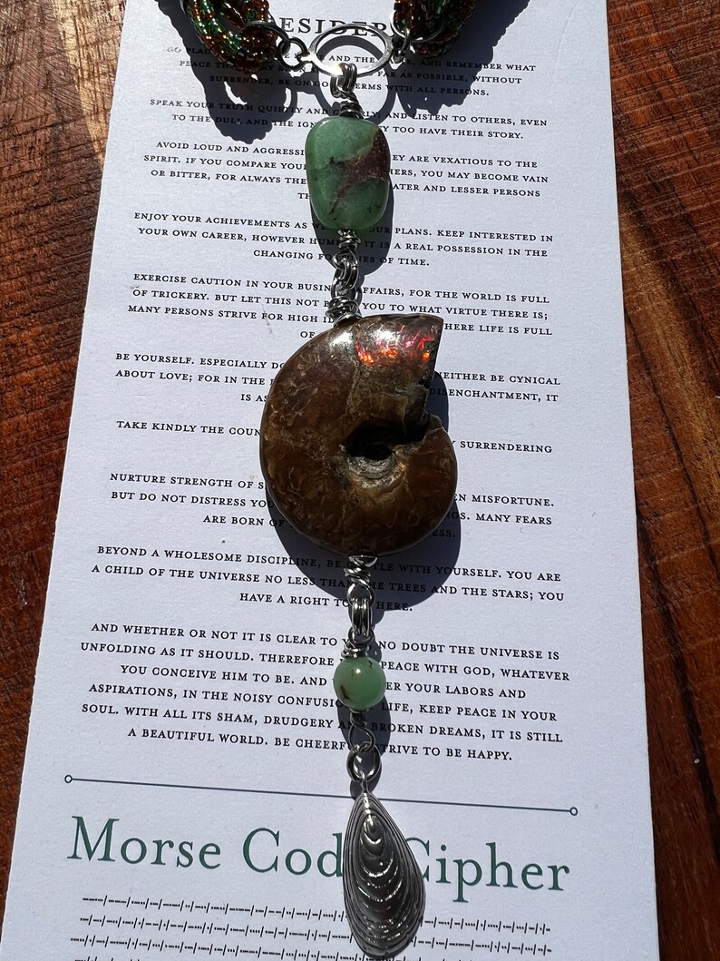 Desiderata Poem by Max Ehrmann Morse Code Necklace With Ammonite Fossil ...