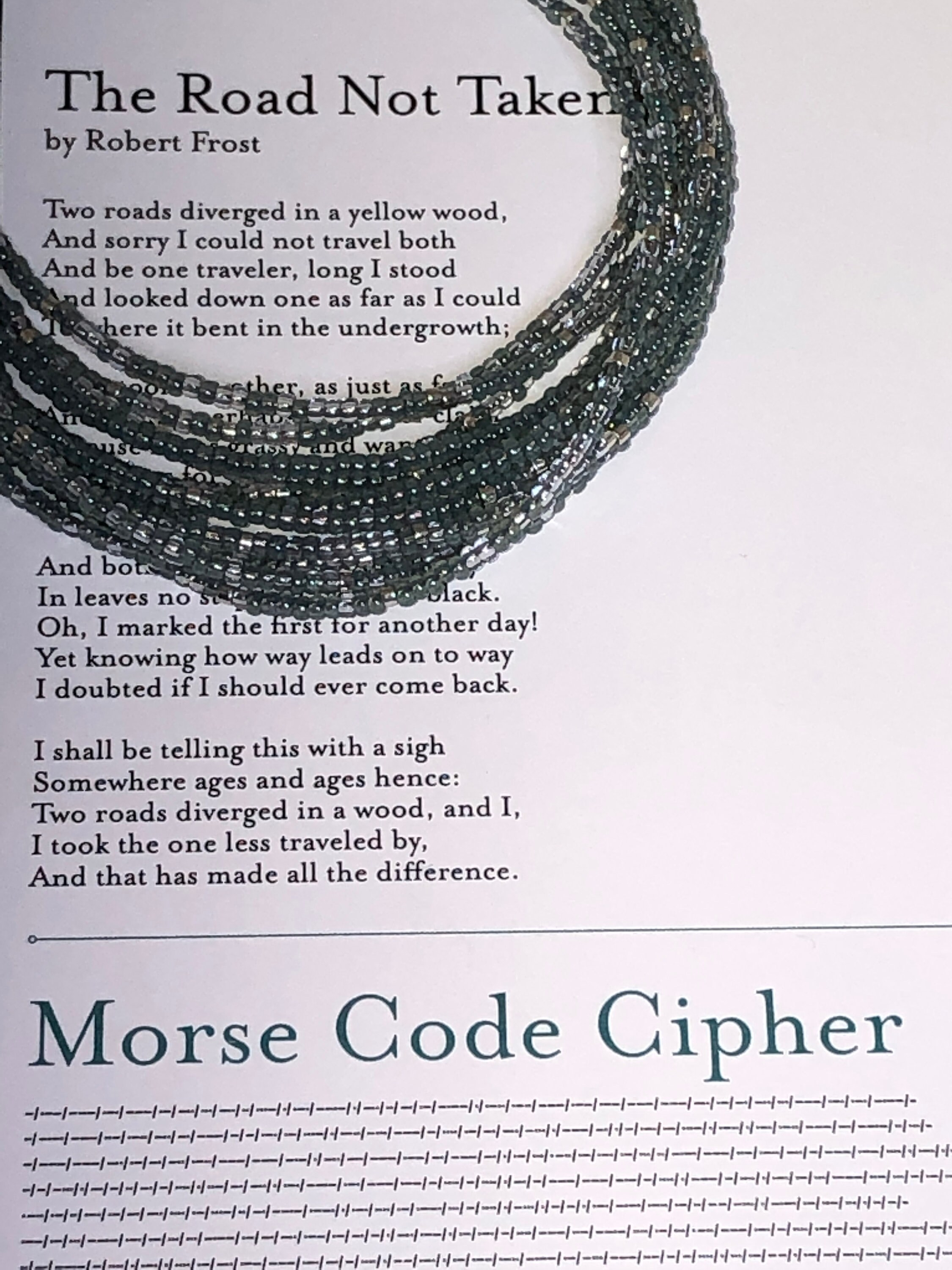 The Road Not Taken by R. Frost Morse Code Necklace | Etsy
