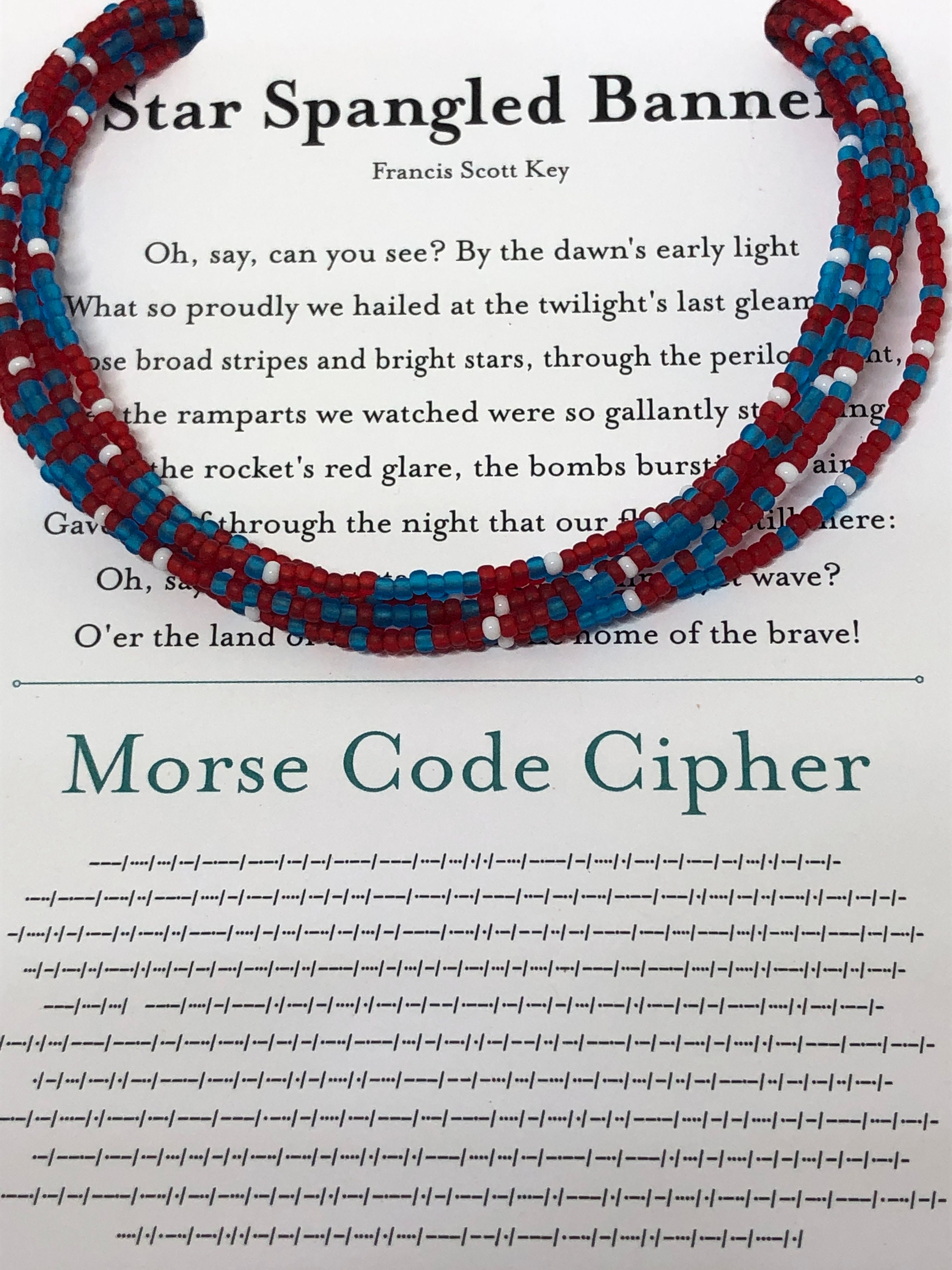Star Spangled Banner Morse Code Wrap Bracelet/Necklace | Etsy