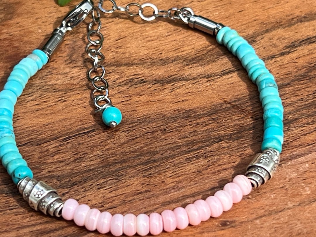 Kingman Turquoise and Bahamian Queen Conch Shell Petite Necklace - Etsy