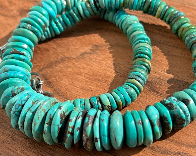 Hubei Turquoise Disc Necklace: Sterling Silver Spacers, Stainless Steel ...
