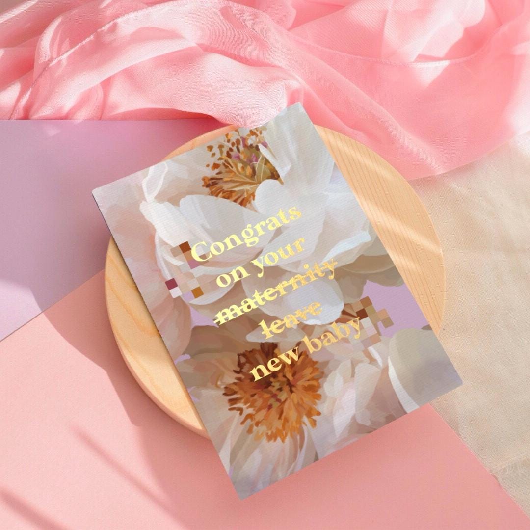 New Baby Card: Gold Foil Floral Greetings Card | Congrats on Your ...