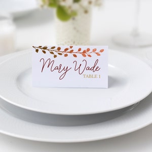 Fall Wedding Place Card Template-wedding Name Card-folded Place Cards ...