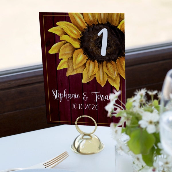 Sunflower Table Numbers - Etsy