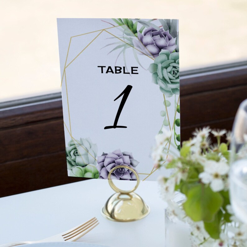 Succulent Wedding Printable Table Card Table Number Sign - Etsy