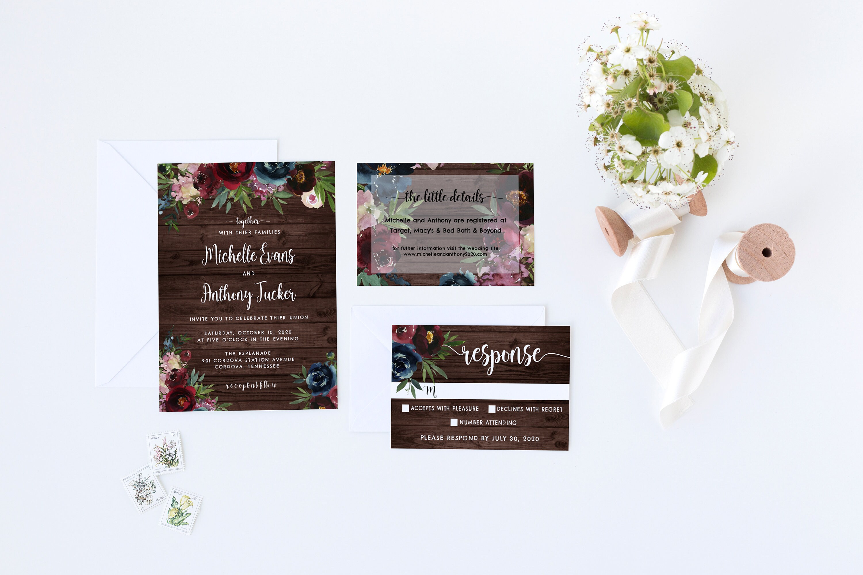 Rustic Wedding Invitation Set-Barn Wood Wedding Invite | Etsy