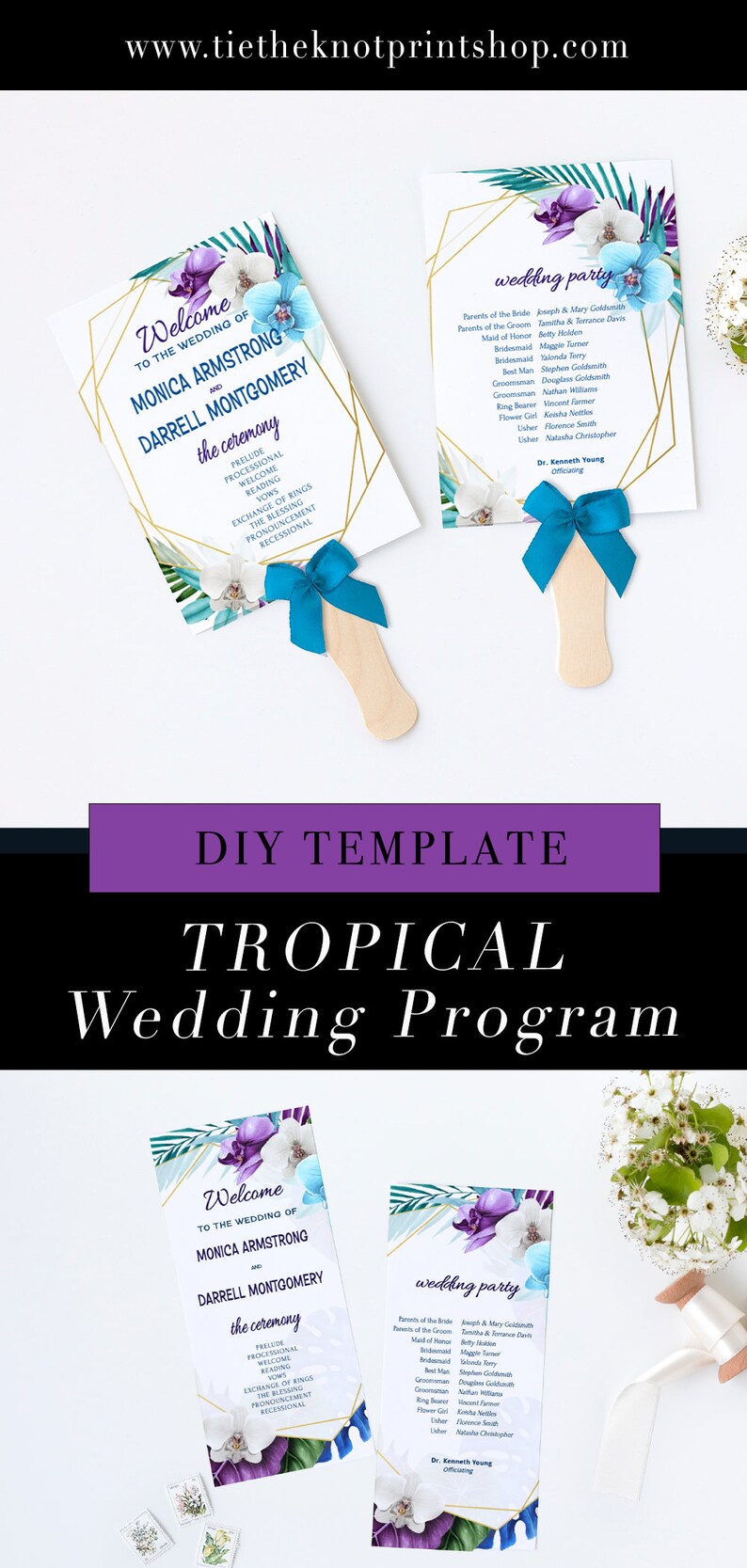 Tropical Wedding Program Template Hawaiian Wedding Program - Etsy