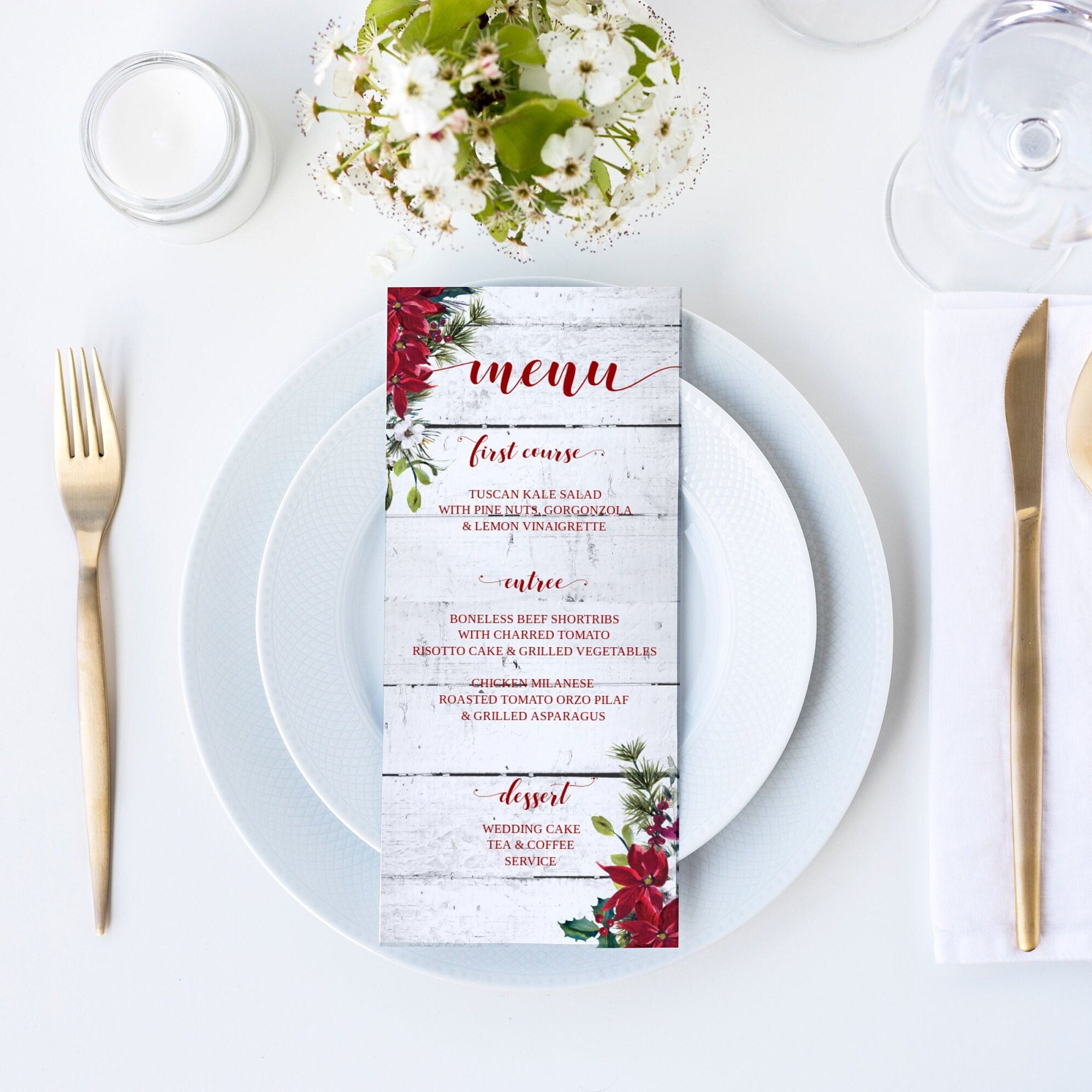 Rustic Christmas Wedding Menu Card Rustic Menu Template - Etsy