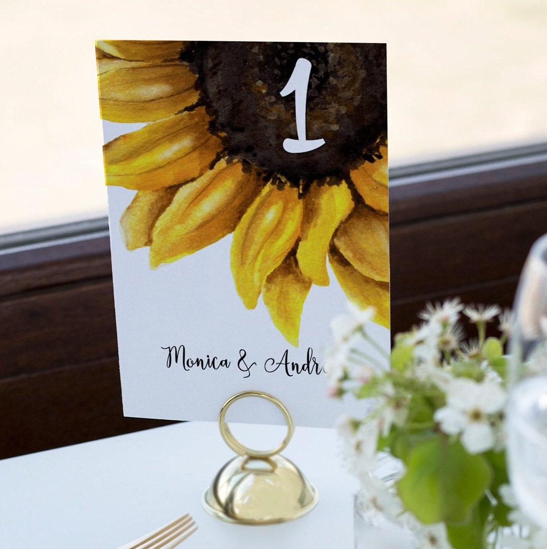 Sunflower Wedding Printable Table Card, Table Number Sign, Wedding ...