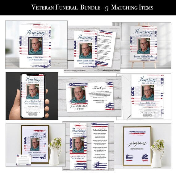 Veteran Celebration of Life Templates-obituary - Etsy