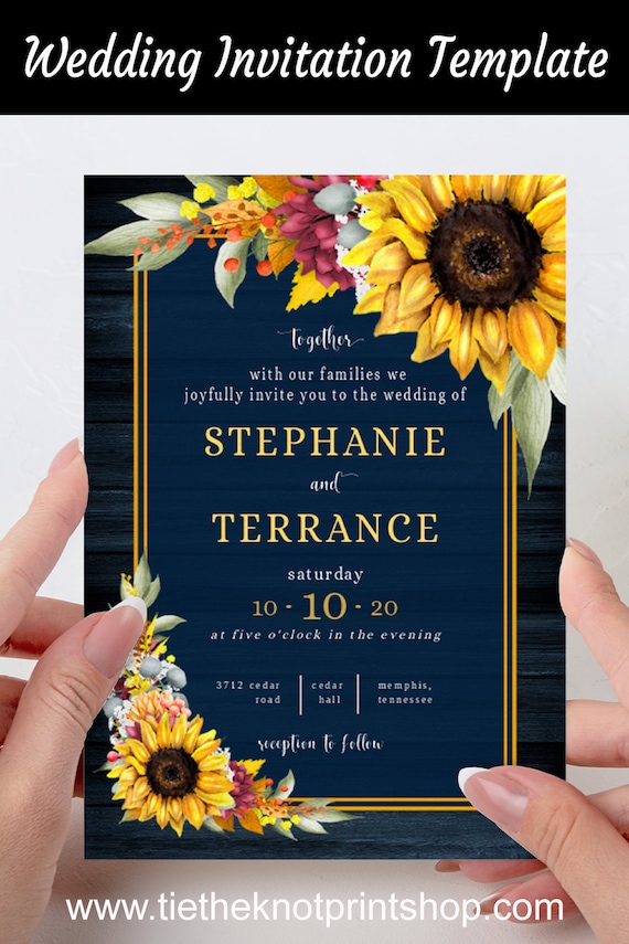 Sunflower Wedding Invitation Samples