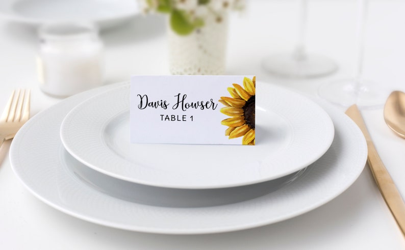 Sunflower Wedding Printable Table Card Table Number Sign | Etsy