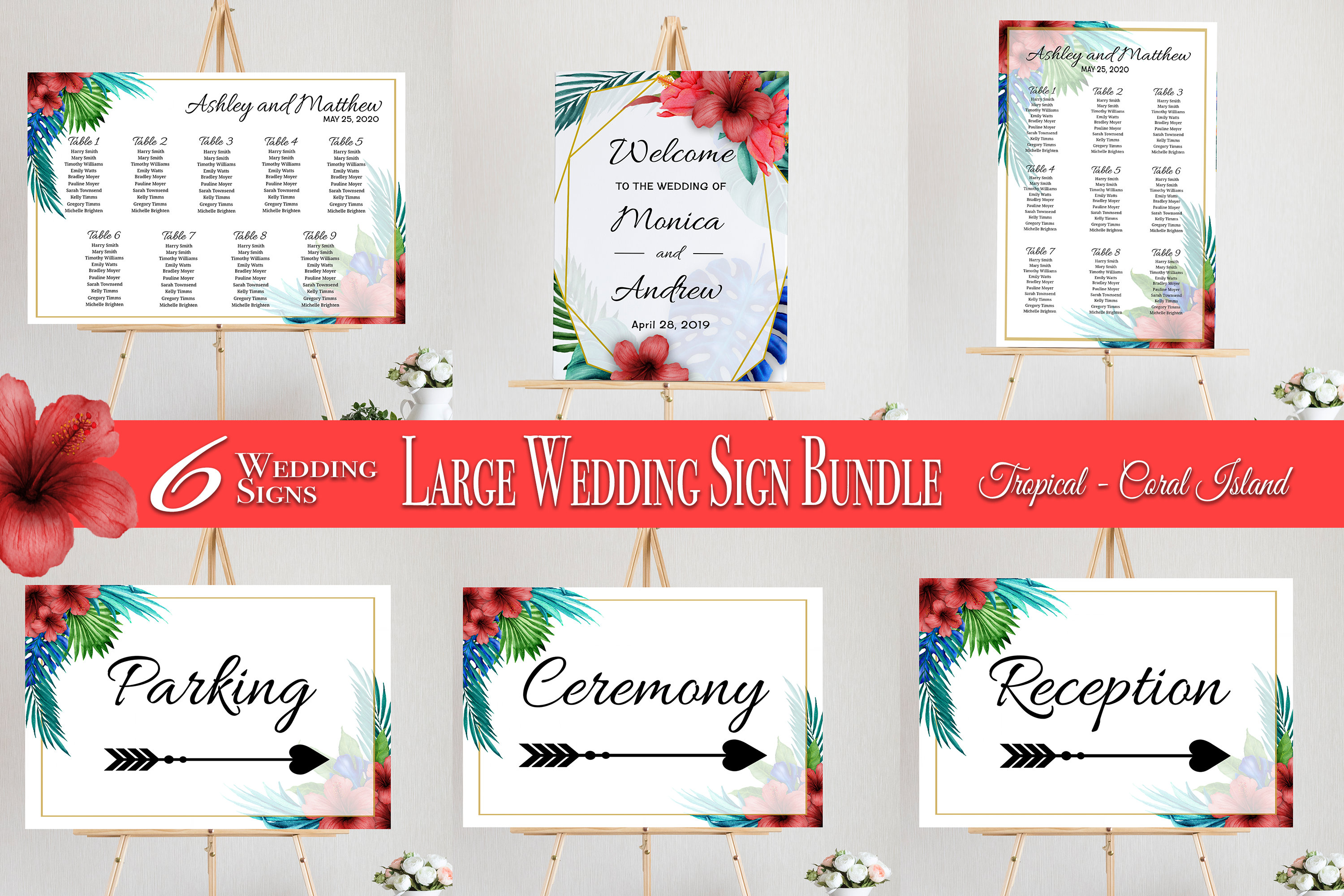 Tropical Wedding Program Template Hawaiian Wedding Program | Etsy