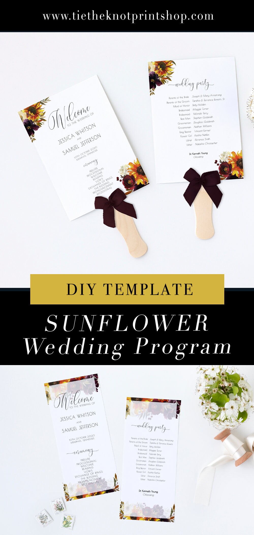 Sunflower Wedding Program Template-rustic Wedding Program | Etsy