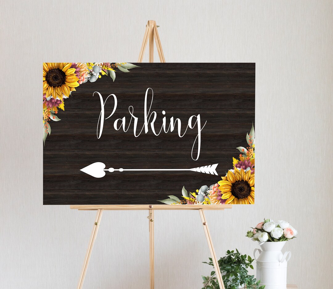 Sunflower Wedding Parking Sign Printable Rustic Wedding - Etsy