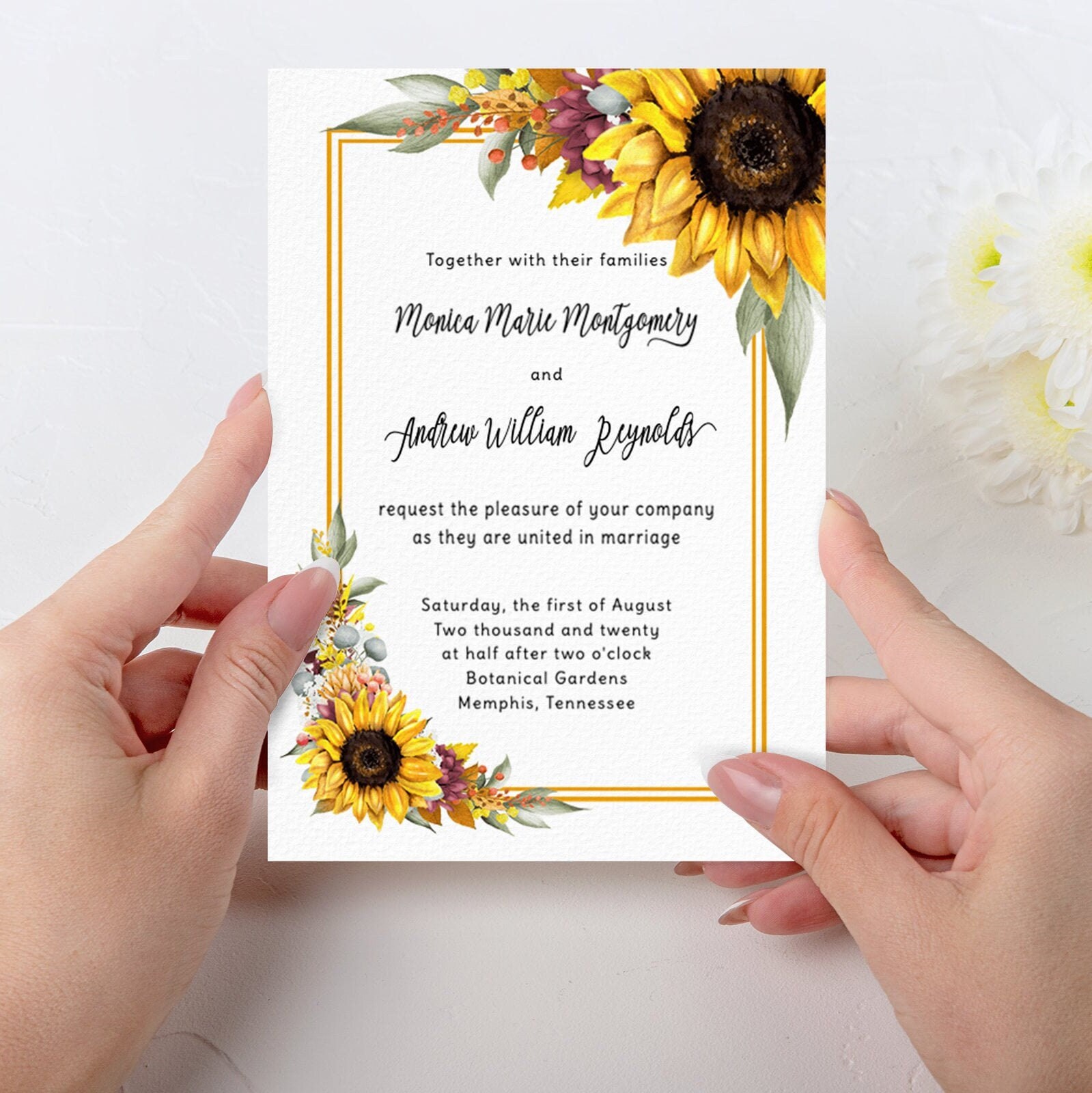 Sunflower Wedding Invitation Fall Wedding Invites Rustic - Etsy