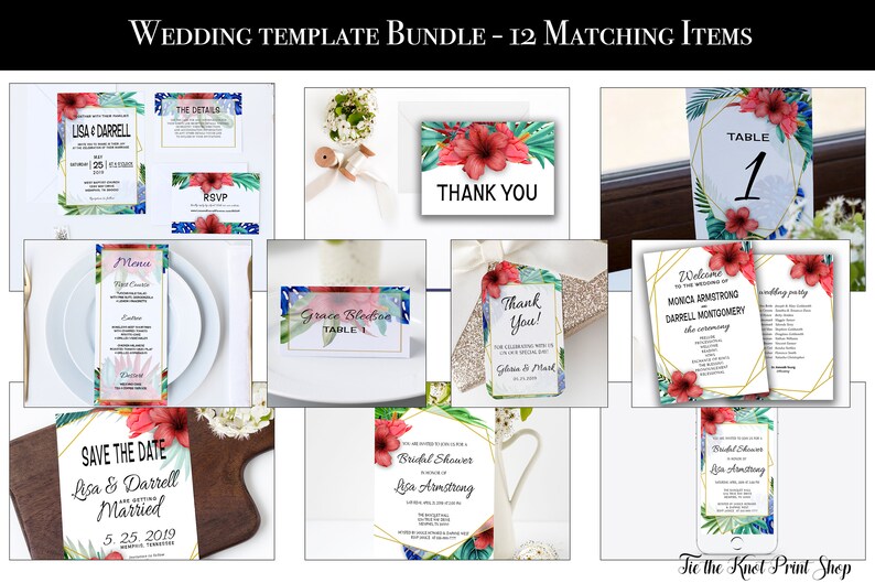 Tropical Wedding Program Template Hawaiian Wedding Program - Etsy