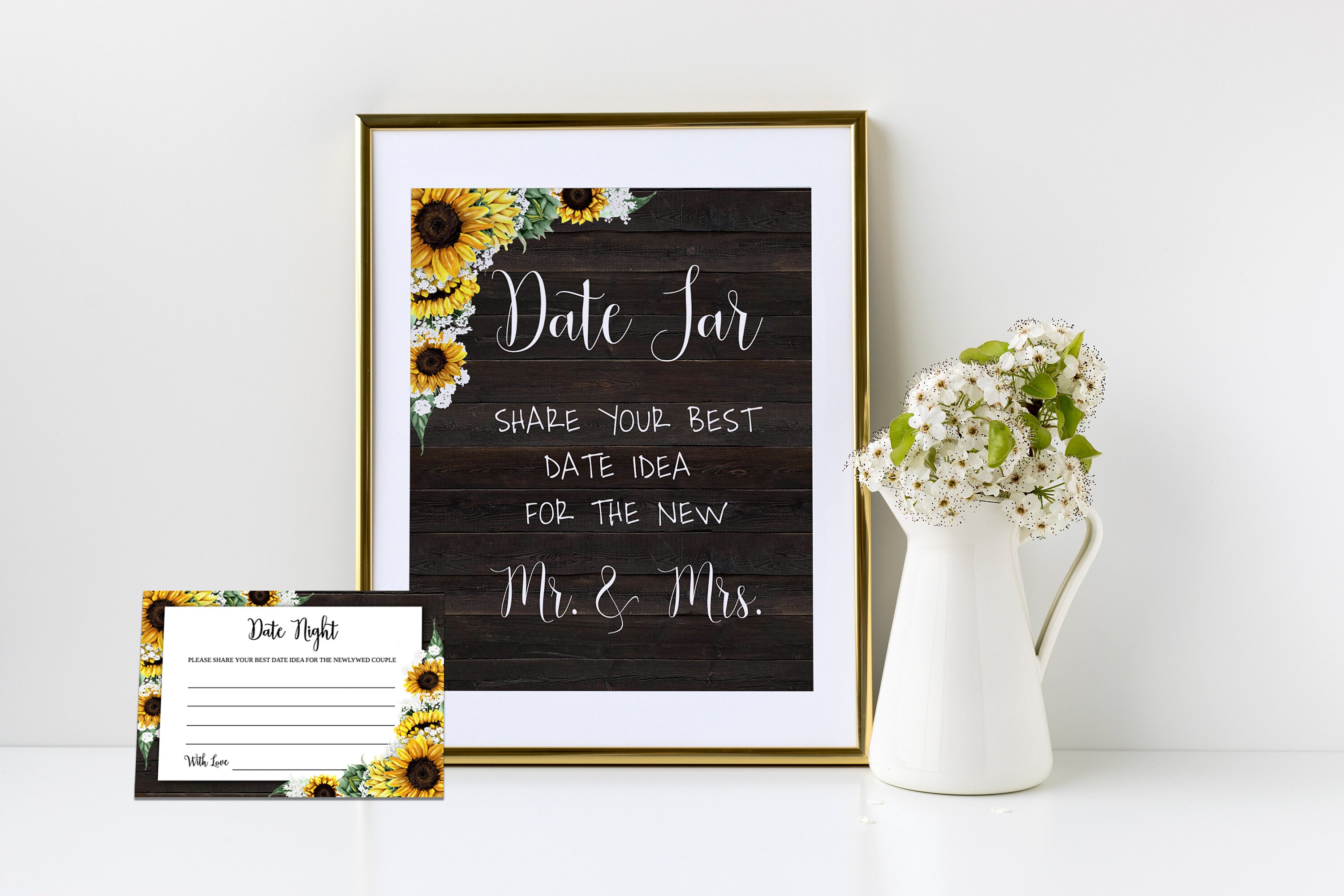 Date Jar Sign and Card Template Sunflower Sign Bridal | Etsy