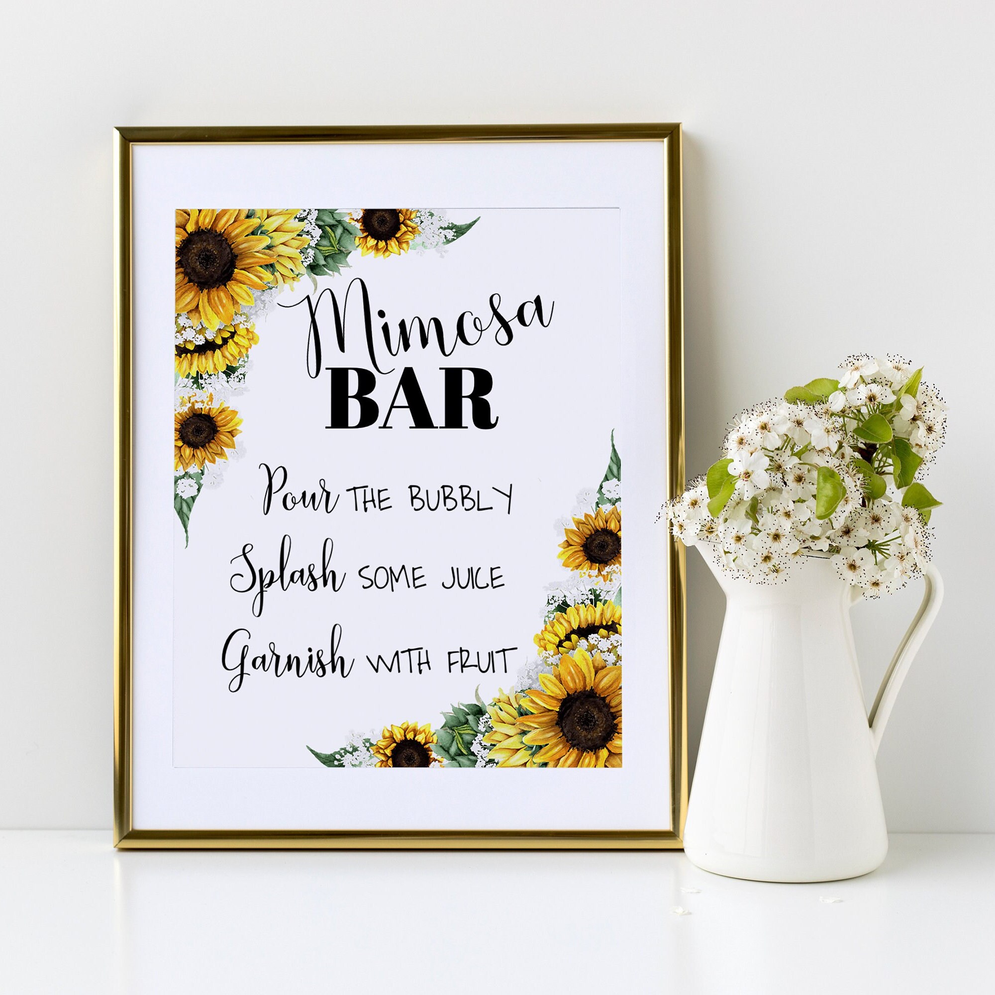 Rustic Mimosa Bar Sign Template Bubbly Sign Sunflower Sign - Etsy