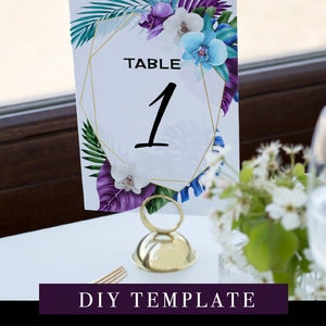 Tropical Wedding Printable Table Card, Table Number Sign, Wedding Place ...