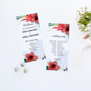 Tropical Wedding Program Template, Hawaiian Wedding Program, Tropical ...