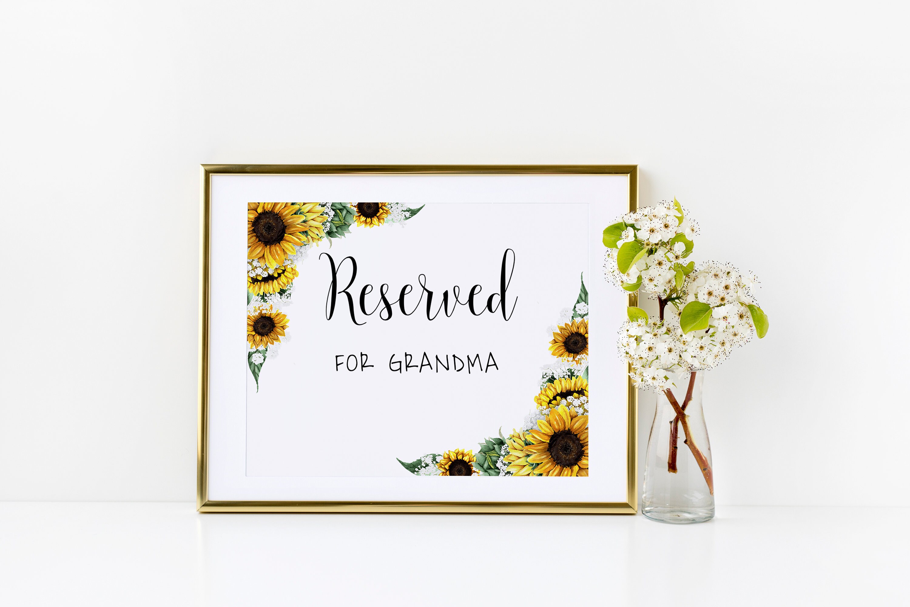 Sunflower Wedding Reserved Table Sign Template Printable | Etsy