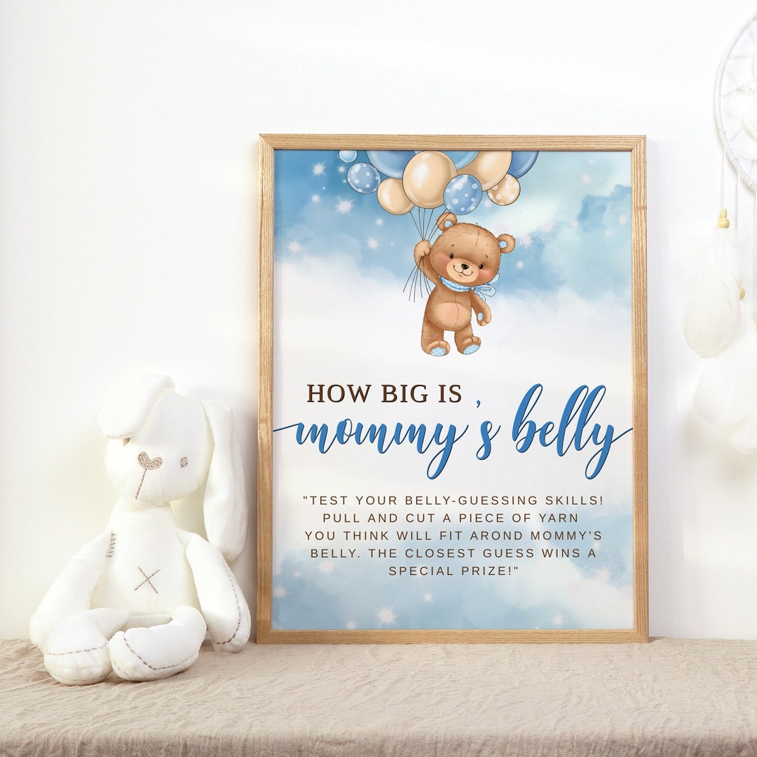 How Big is Mommy's Belly - Blue Teddy Bear Printable - We Can Bearly ...