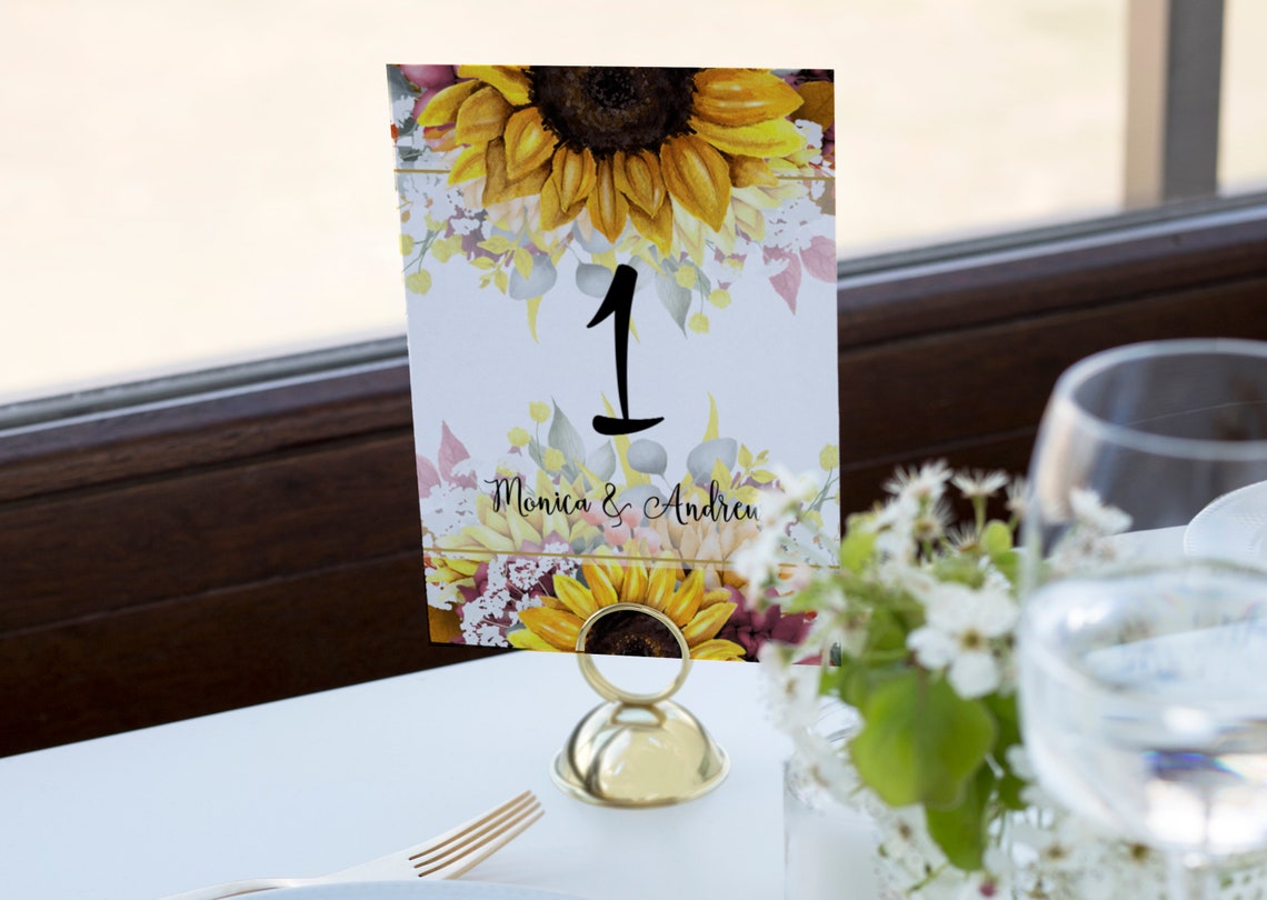 Sunflower Fall Wedding Decortable Number Signwedding Place - Etsy