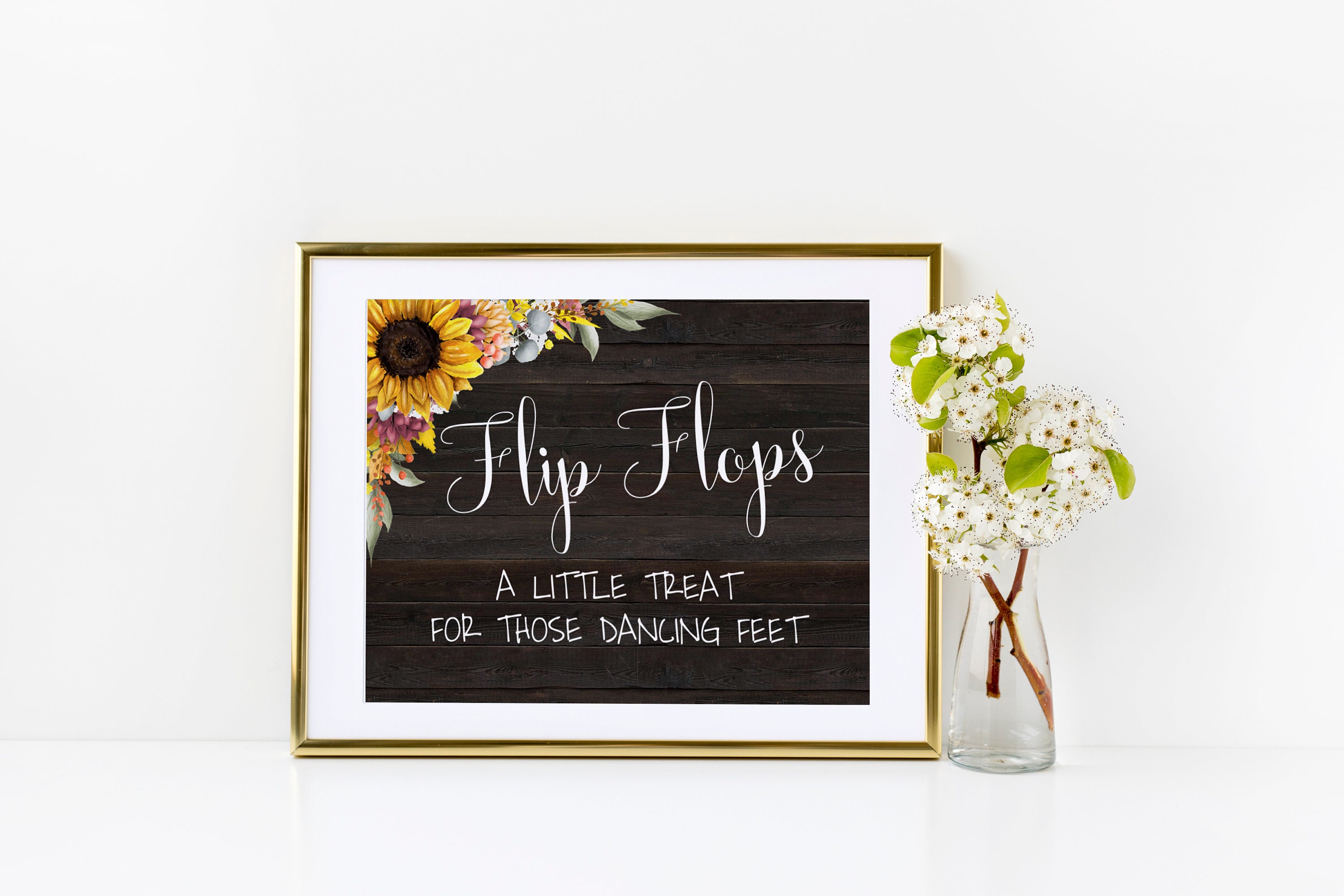 Sunflower Flip Flop Sign Template Wedding Flip Flops Sign - Etsy