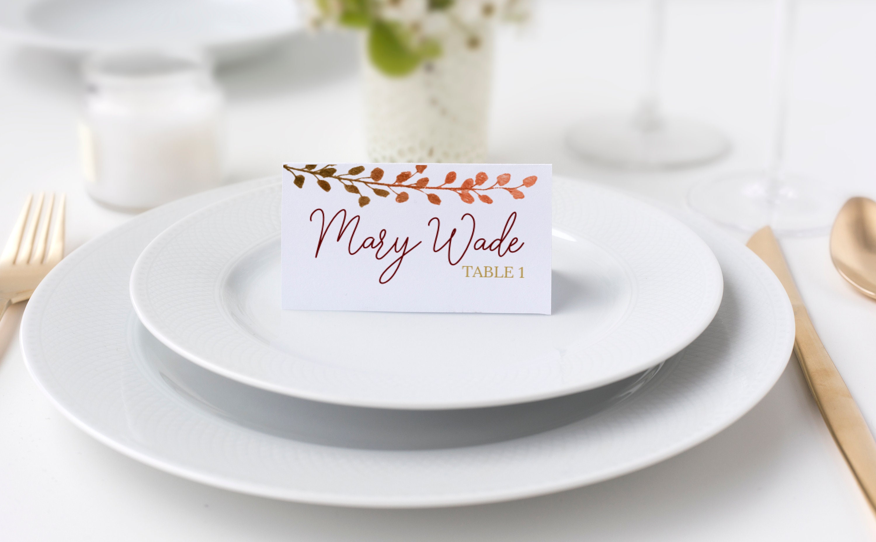 Fall Wedding Place Card Template-wedding Name Card-folded | Etsy