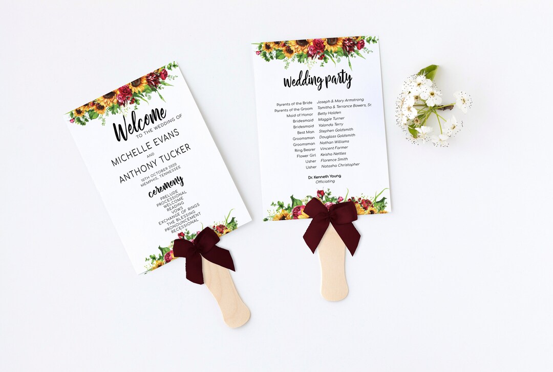 Sunflowers and Roses Wedding Program Template-rustic Wedding - Etsy