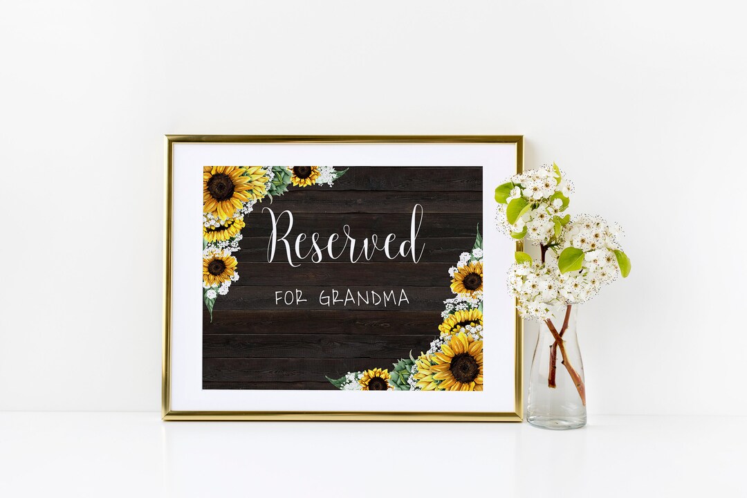 Sunflower Wedding Reserved Table Sign Template, Printable Reserved Sign ...