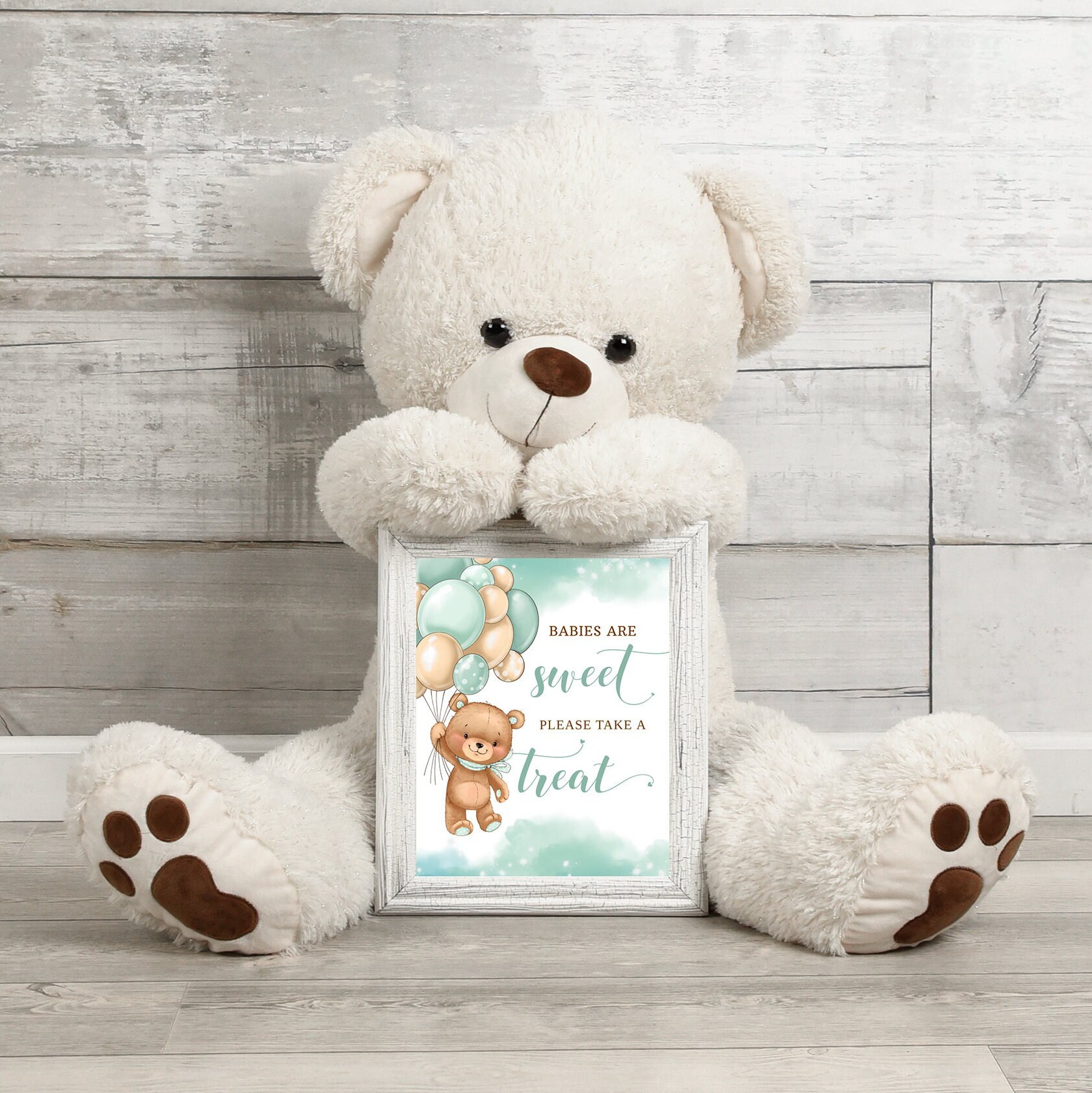 Sage Green Teddy Bear Babies Are Sweet Please Take a Treat Sign ...