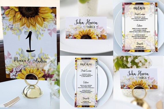 Sunflower Fall Wedding Decortable Number Signwedding Place - Etsy
