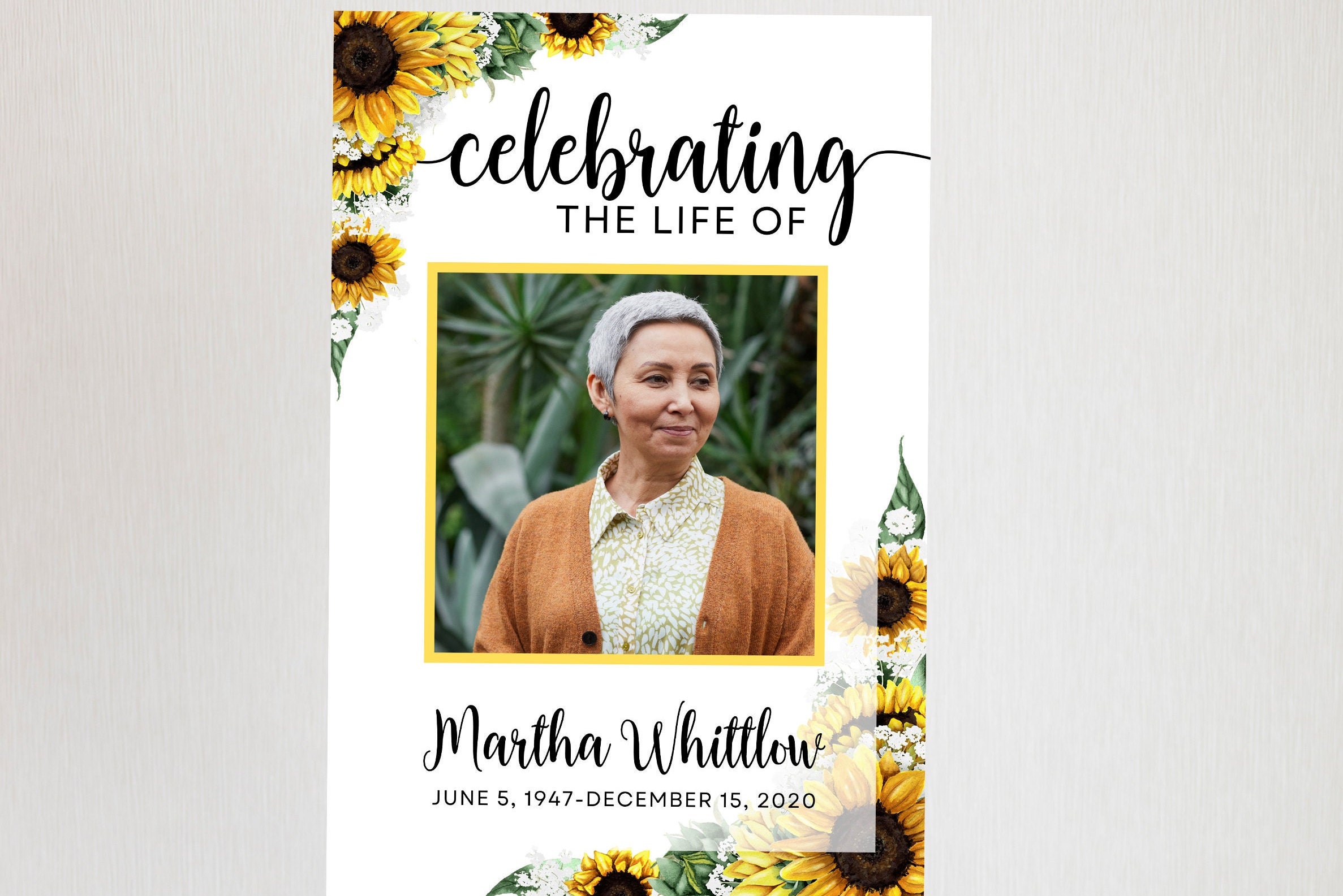 Sunflower Celebration of Life Sign Set Editable Funeral - Etsy