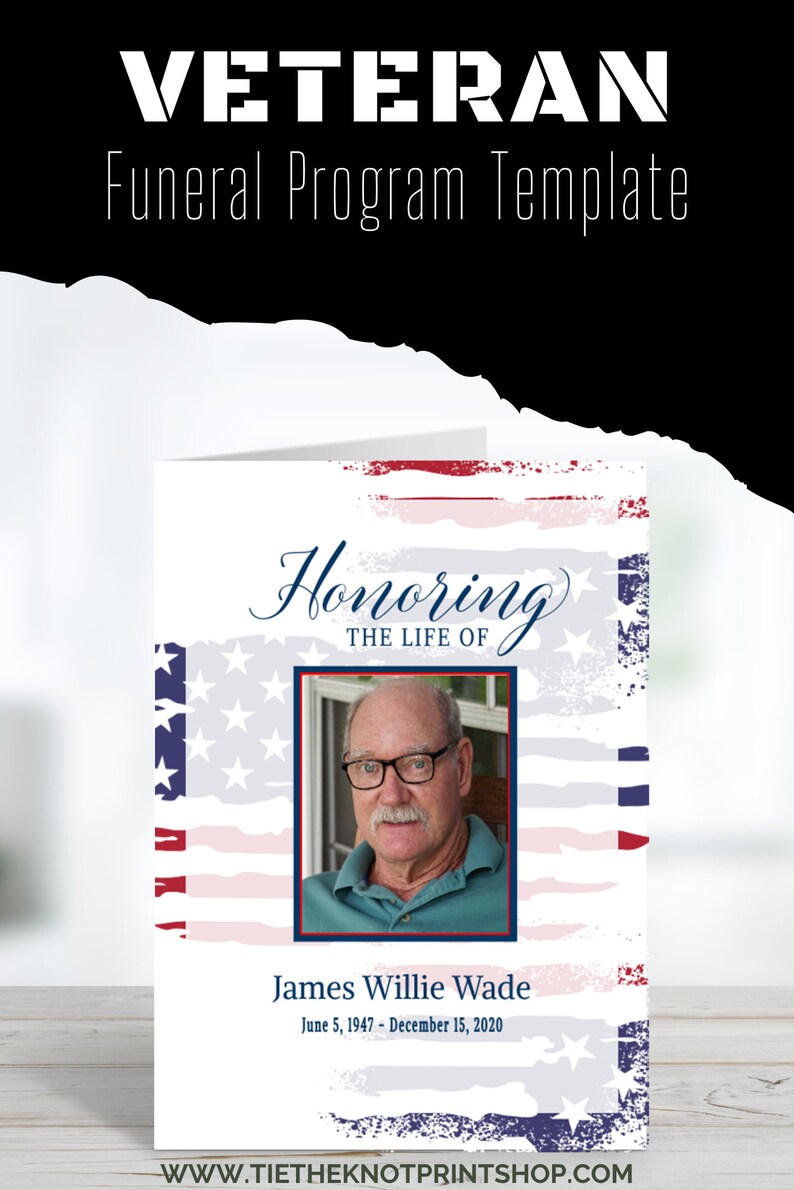 Veteran Funeral Program Military Template-celebration of - Etsy