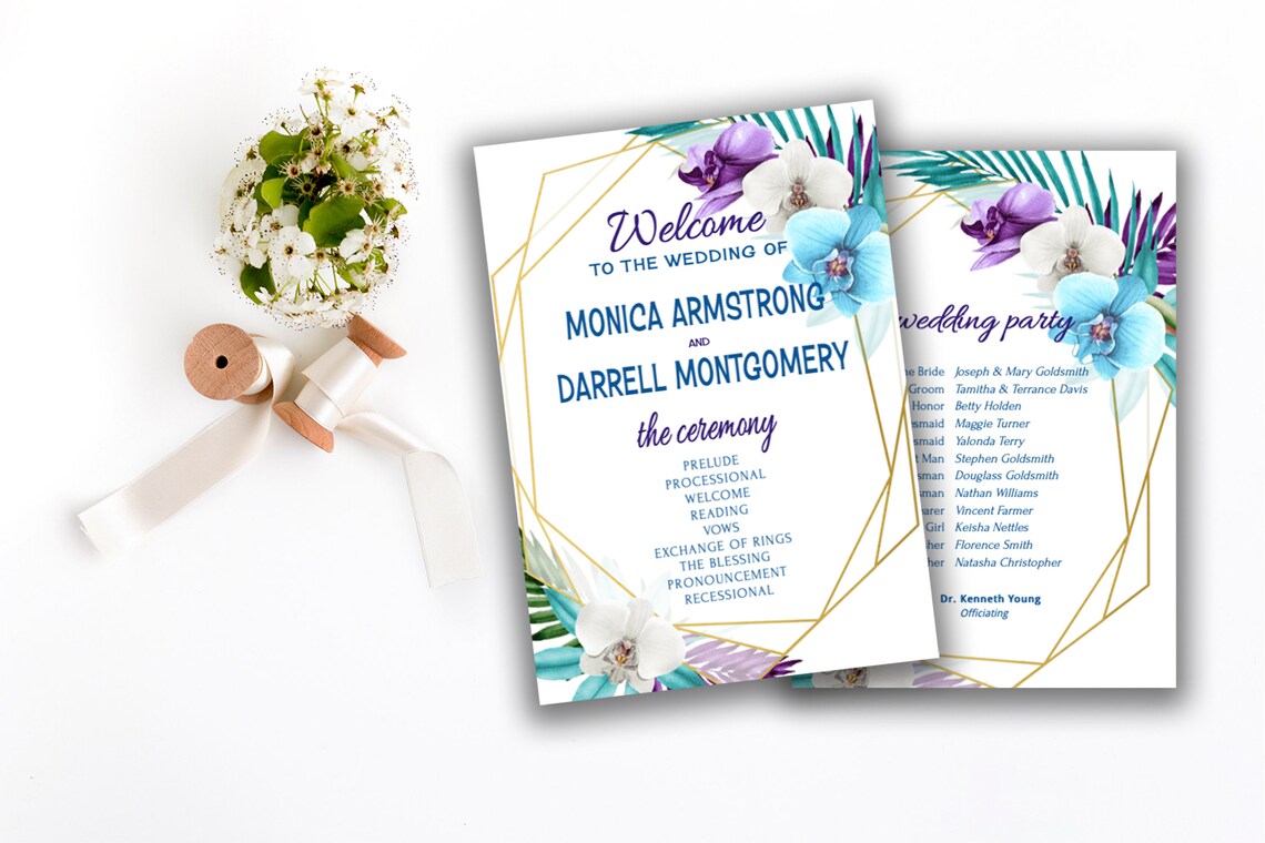 Tropical Wedding Program Template Hawaiian Wedding Program - Etsy