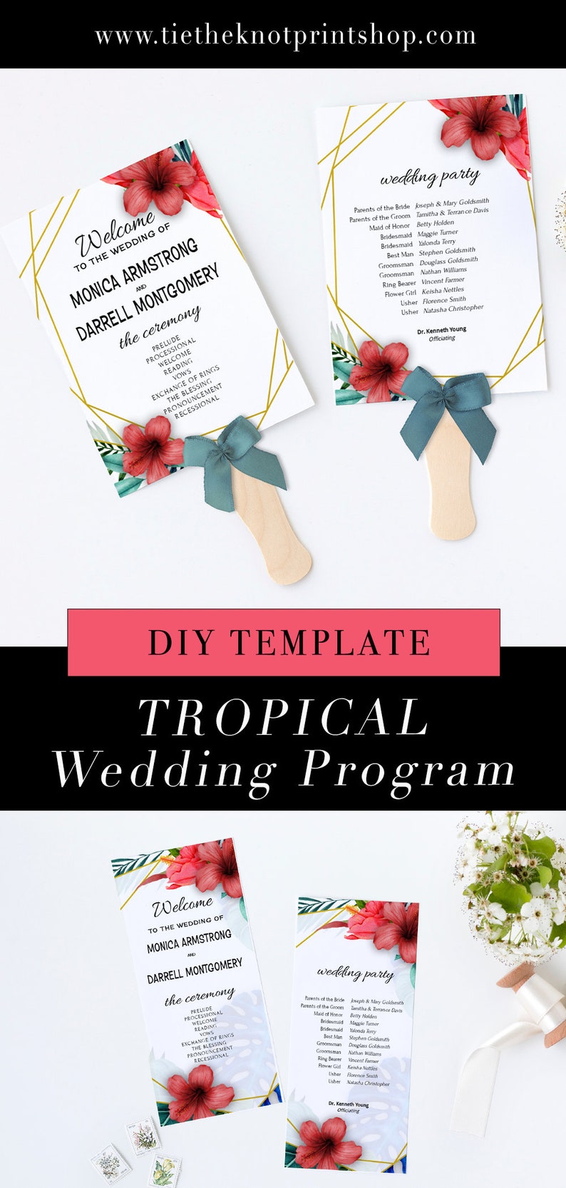 Tropical Wedding Program Template Hawaiian Wedding Program - Etsy