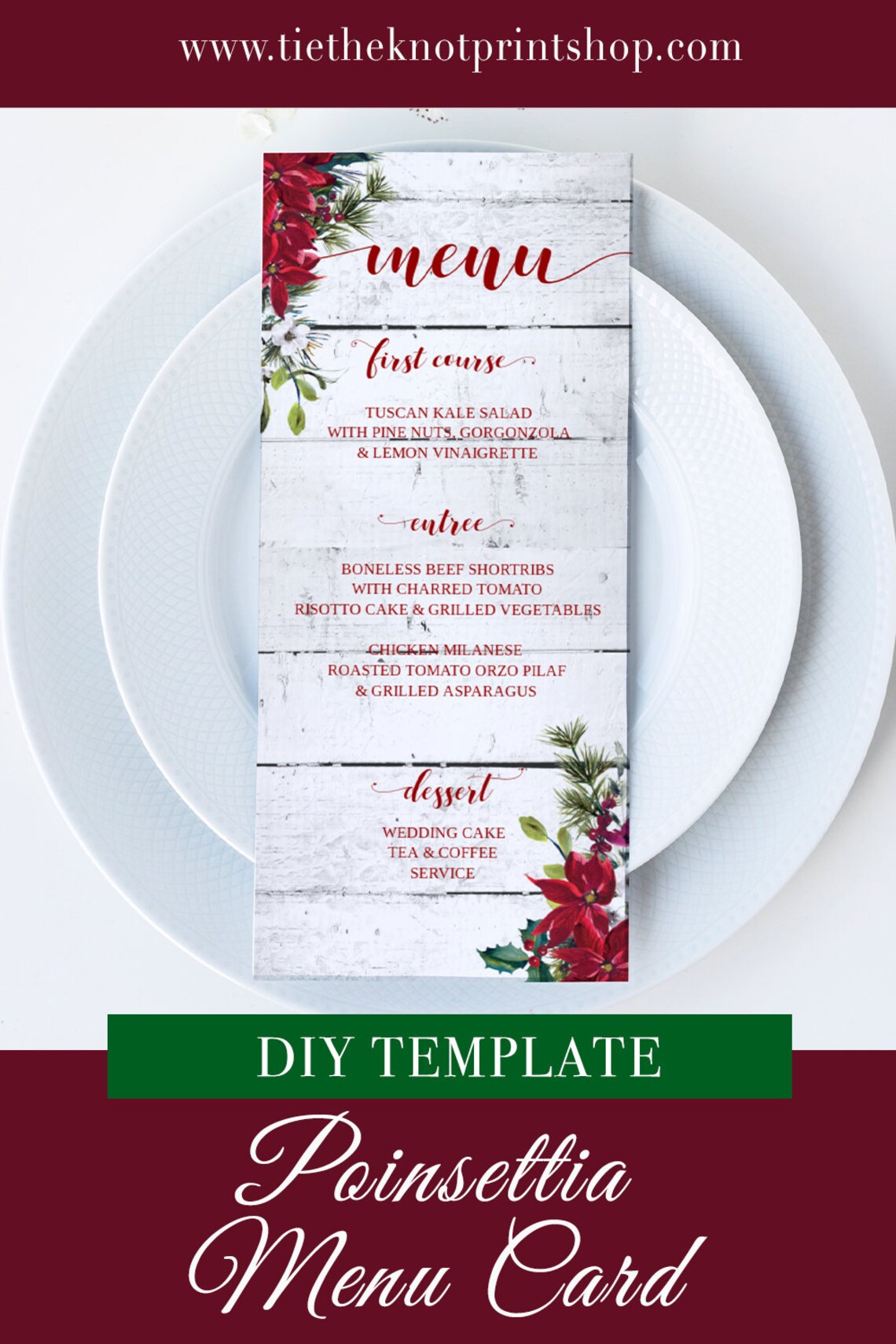 Rustic Christmas Wedding Menu Card Rustic Menu Template - Etsy