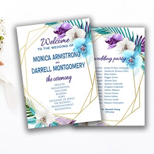 Tropical Wedding Program Template, Hawaiian Wedding Program, Tropical ...