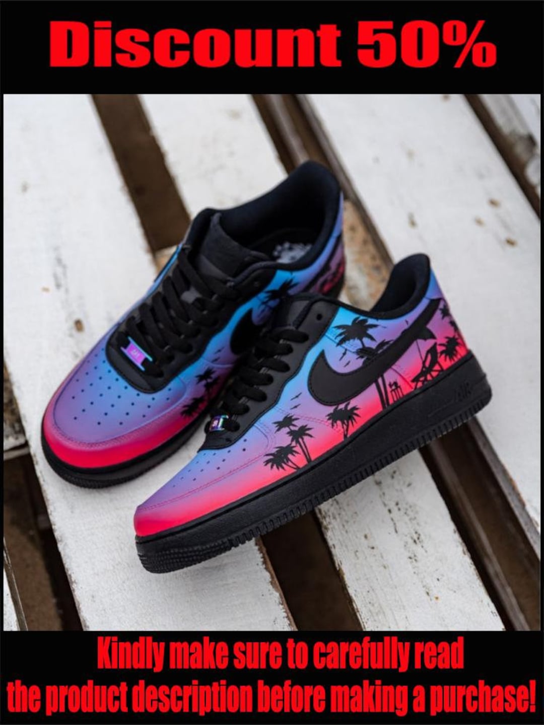 Custom AF1 Sunset in Miami Palm Tree, Custom Shoes, Hand Painted ...