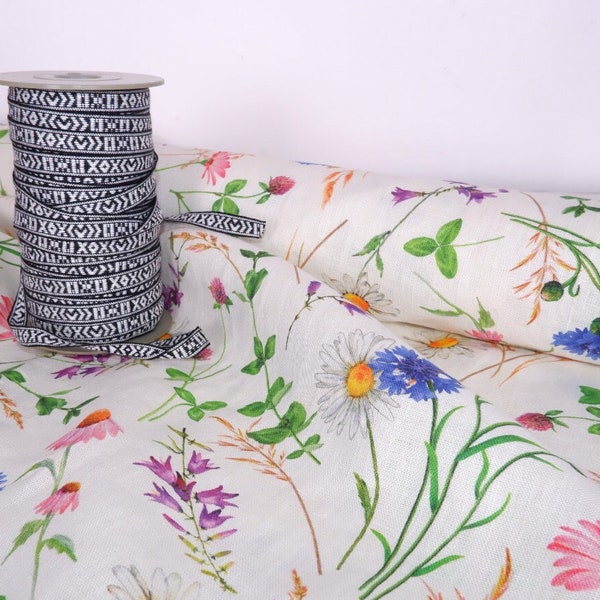 Printed Linen Fabric - Etsy