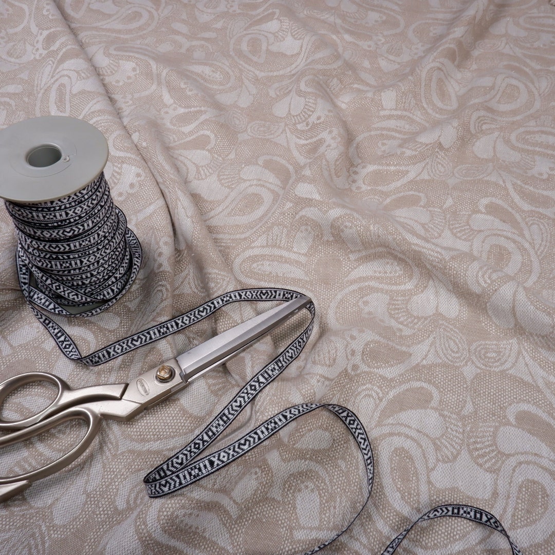 Wide 100% Jacquard Linen Fabrics - Heavy Weight 280gsm - 204 Cm Width ...